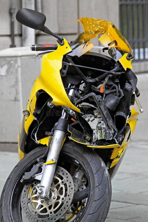 Crushed Motorcycle stock image. Image of problem, damage - 127716517