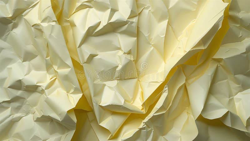 Crushed Paper Texture in Pale Yellow with Random Creases and Edge ...