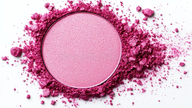 Crushed Pink Makeup Texture Eyeshadow Blush and Powder Frame on a White ...