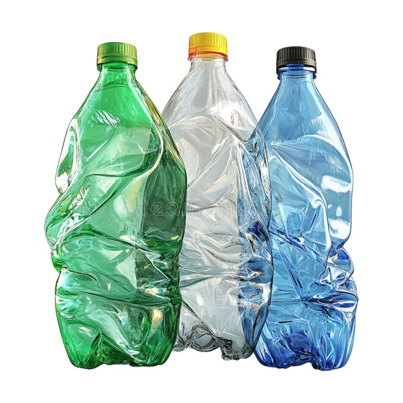 Crushed Plastic Bottles on Transparent Background - Ai Generated Stock ...