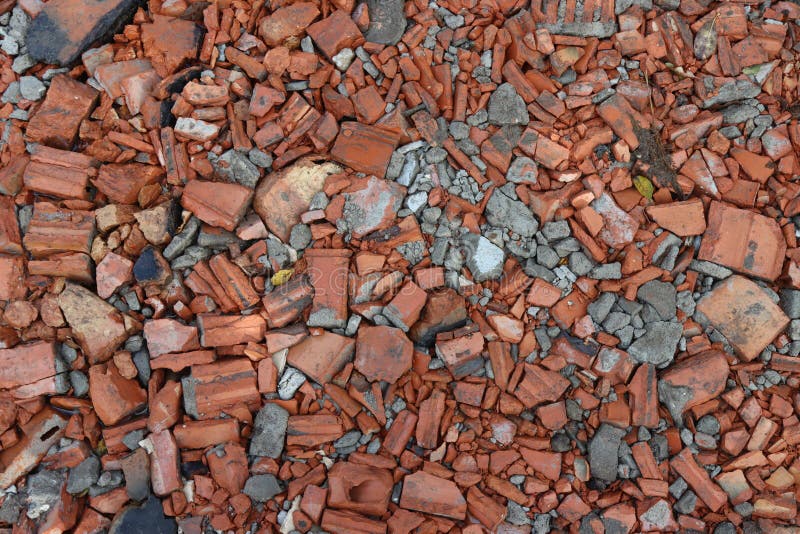 Crushed red ceramic bricks stock photo. Image of rubbish - 249875228