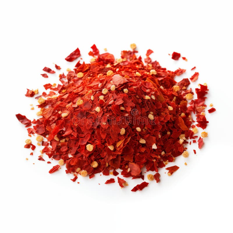 Crushed Red Pepper Flakes Isolated on White Background Stock ...