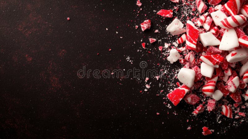 Crushed Red and White Peppermint Candy on Dark Background Stock ...