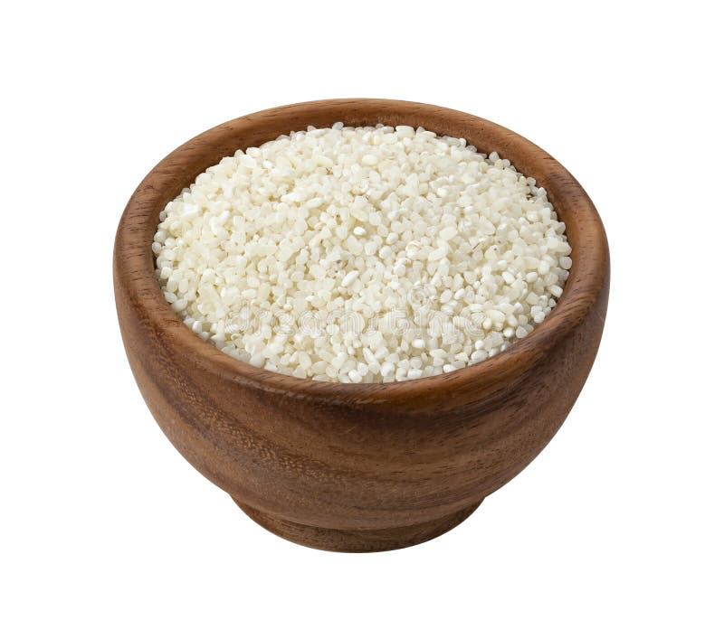 Small Crushed Rice Wooden Bowl Isolated White Background Stock Photos ...