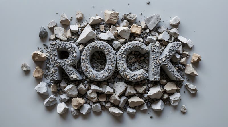 Crushed Rock Scattered Around a Solid Letter Formation on a Gray ...