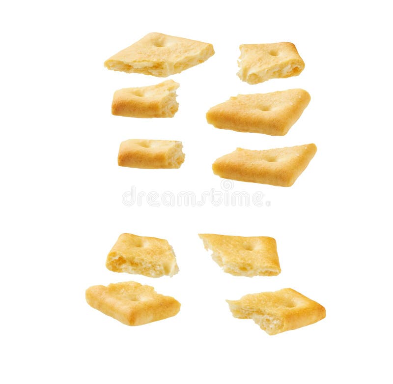Broken Square Crackers Isolated on White Background Stock Photo - Image ...