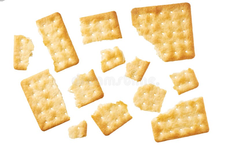 Broken Square Water Crackers Isolated on White Background, Top View ...