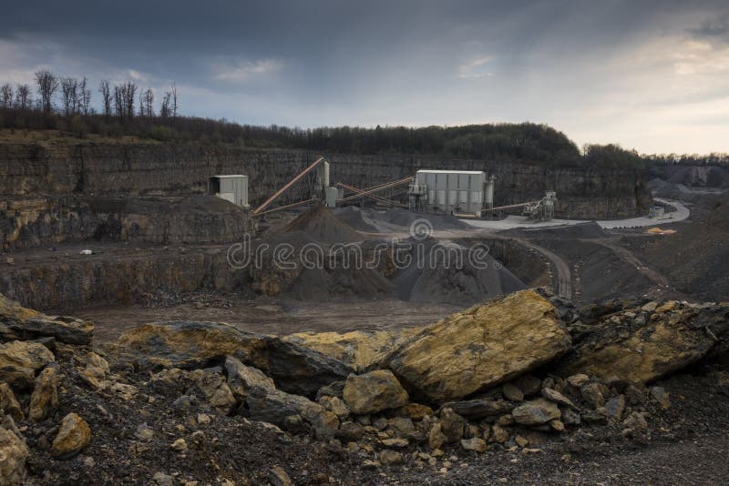 Crushed Stone Factory in a Quarry. Stock Photo - Image of chasm ...