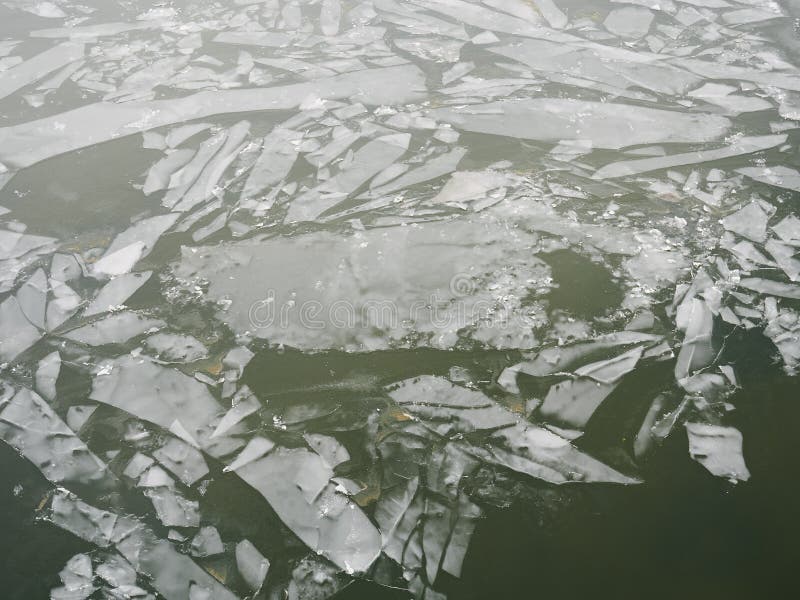 Crushed Thin Ice on a Winter River Stock Photo - Image of cracked ...
