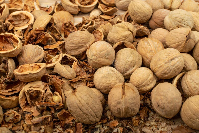 Crushed Walnuts Texture Background Stock Photo - Image of crushed ...