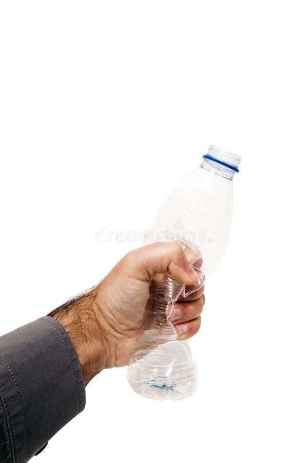 Man Crushing Water Bottle stock photo. Image of person - 10679090