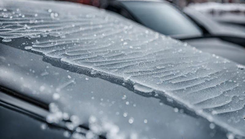 Crust of Ice on Car Car Covered with Ice after Freezing Stock ...
