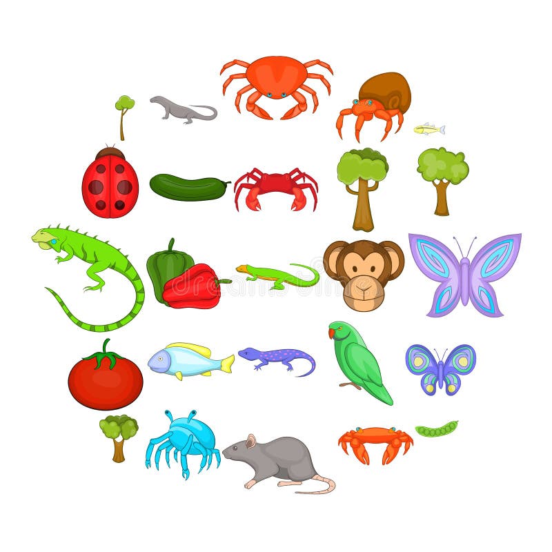 Crustaceans Icons Set, Cartoon Style Stock Vector - Illustration of ...