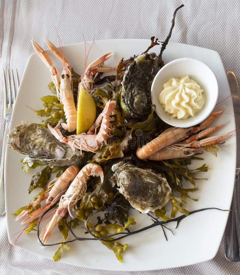 Crustaceans and Oysters Plateau Stock Photo - Image of lobster, dish ...