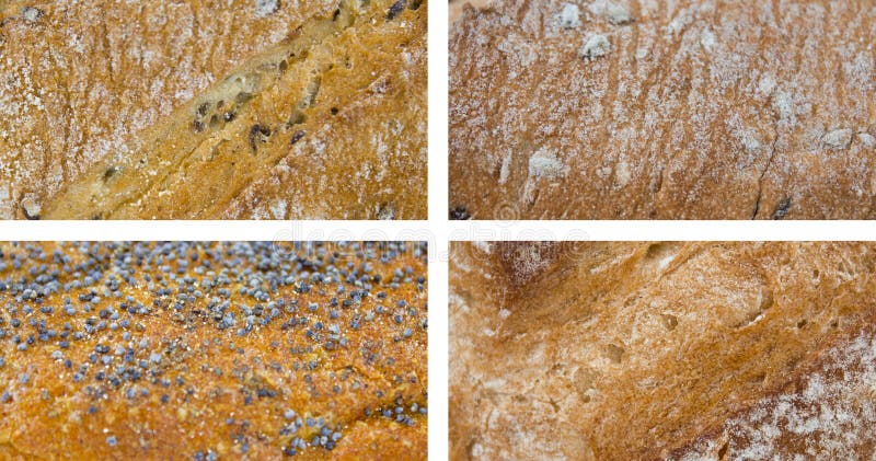 Crusts of Different Types of Bread Close Up. Macro Photo of Bread Stock ...