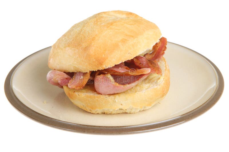 Bacon Bap or Roll Sandwich stock image. Image of macro - 33602689