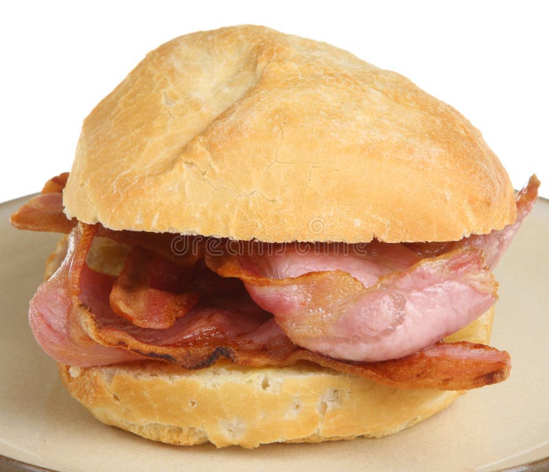 Bacon Bap or Roll Sandwich stock image. Image of macro - 33602689