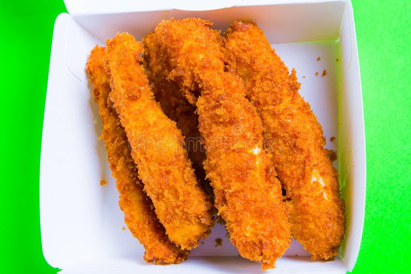 Crusty Cheese Sticks Fried in Hot Box Lie in a Box Stock Image - Image ...