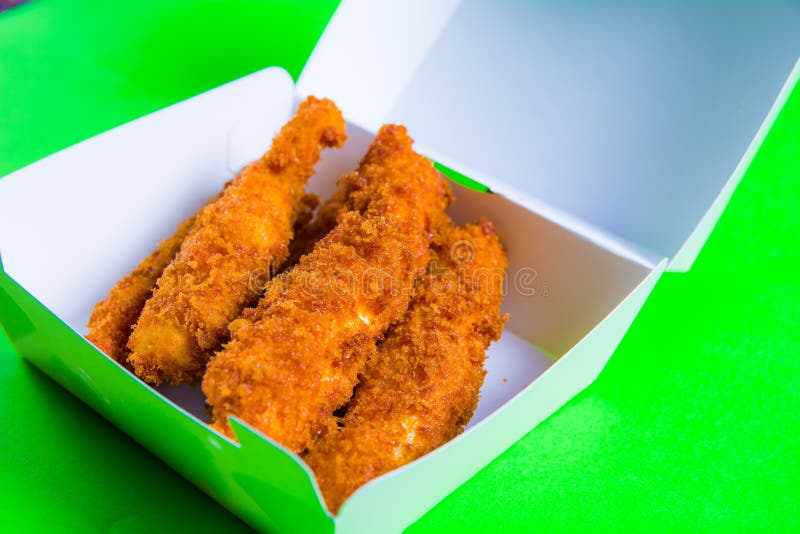 Crusty Cheese Sticks Fried in Hot Box Lie in a Box Stock Photo - Image ...