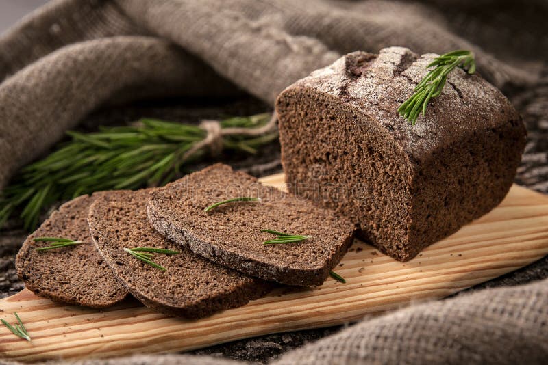 Crusty Fresh Homemade Rye Bread Stock Image - Image of loaf, burlap ...