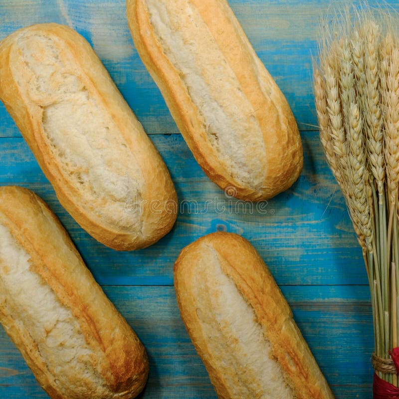 Crusty Fresh White Bread Rolls Stock Image - Image of drink, bread ...