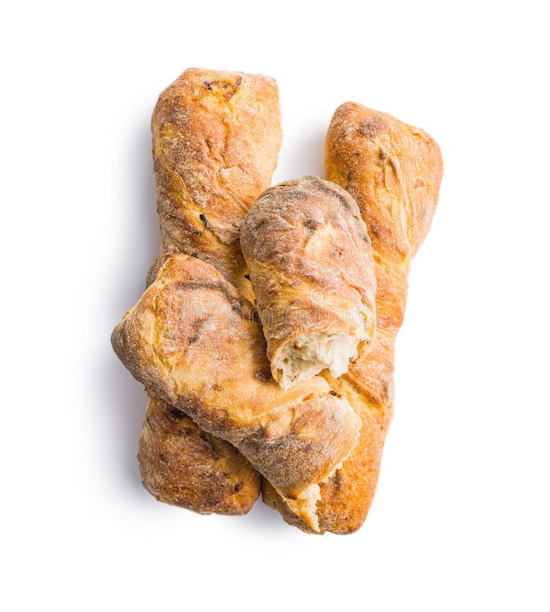 Crusty Rustic Baguette Isolated on White Table Stock Image - Image of ...