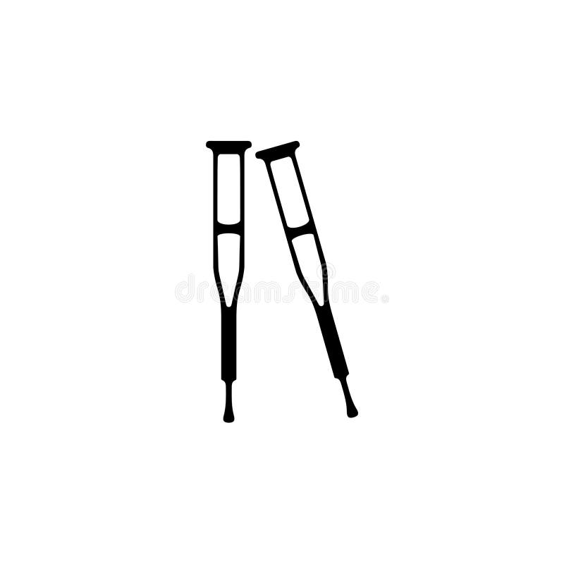 Crutches for Disabled, Medical Walking Sticks Solid Flat Vector Icon Isolated on White ...