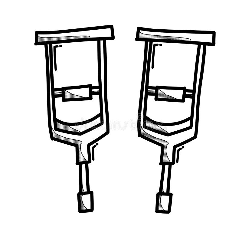 Crutches Drawing Stock Illustrations – 372 Crutches Drawing Stock ...