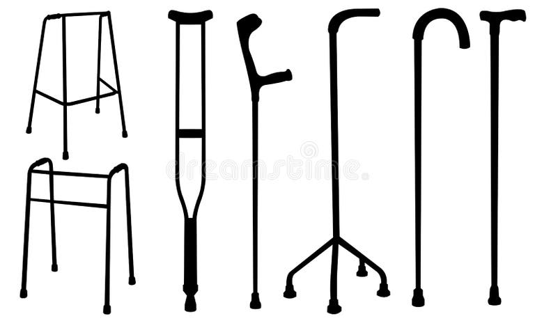 Crutches Silhouette Stock Illustrations – 610 Crutches Silhouette Stock ...