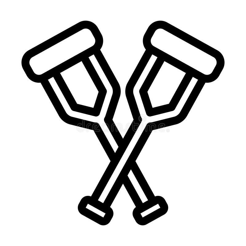 Crutches Vector Thick Line Icon for Personal and Commercial Use Stock ...