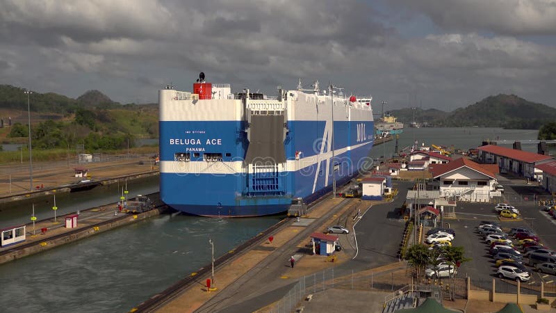 A Cruz and Cargo Ship Leaving the Panama Canal Stock Footage - Video of ...