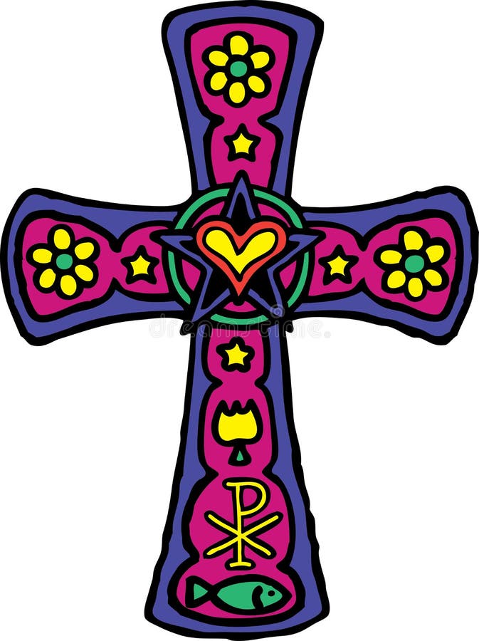 Cruz Colorida ilustração do vetor. Ilustração de cristianismo - 24899120