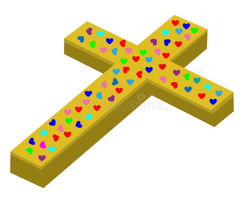 Cruz con el corazón ilustración del vector. Ilustración de iglesia ...