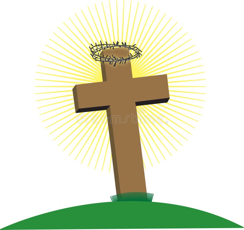 Cruz Con La Corona De Espinas Stock de ilustración - Ilustración de ...