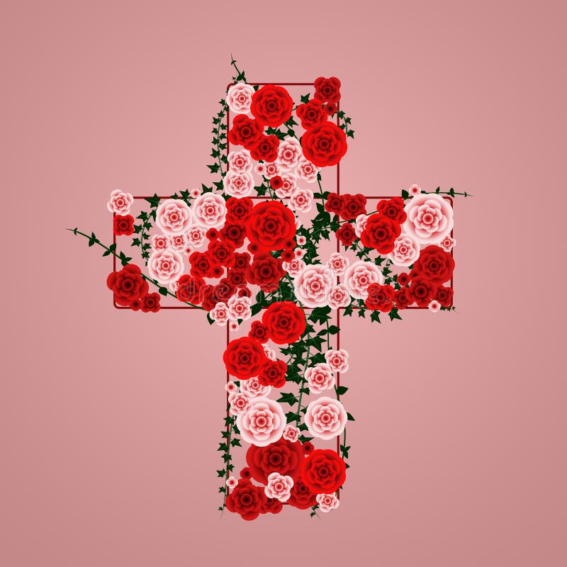 Cruz de flores ilustración del vector. Ilustración de floral - 12562303