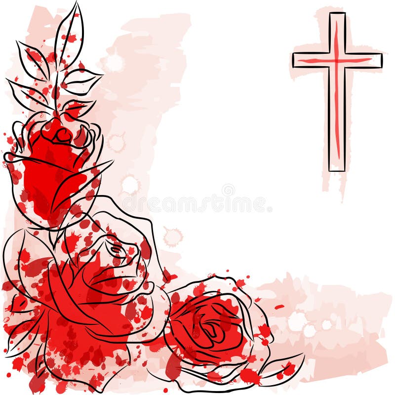 Cruz de Rosa e de cristão ilustração do vetor. Ilustração de cruz ...