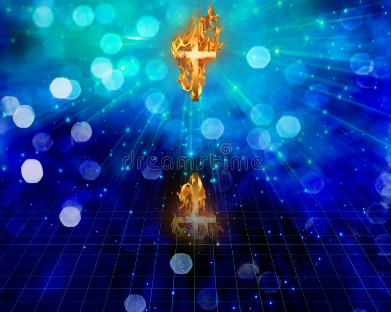 Cruz en llamas stock de ilustración. Ilustración de cristiano - 15541539