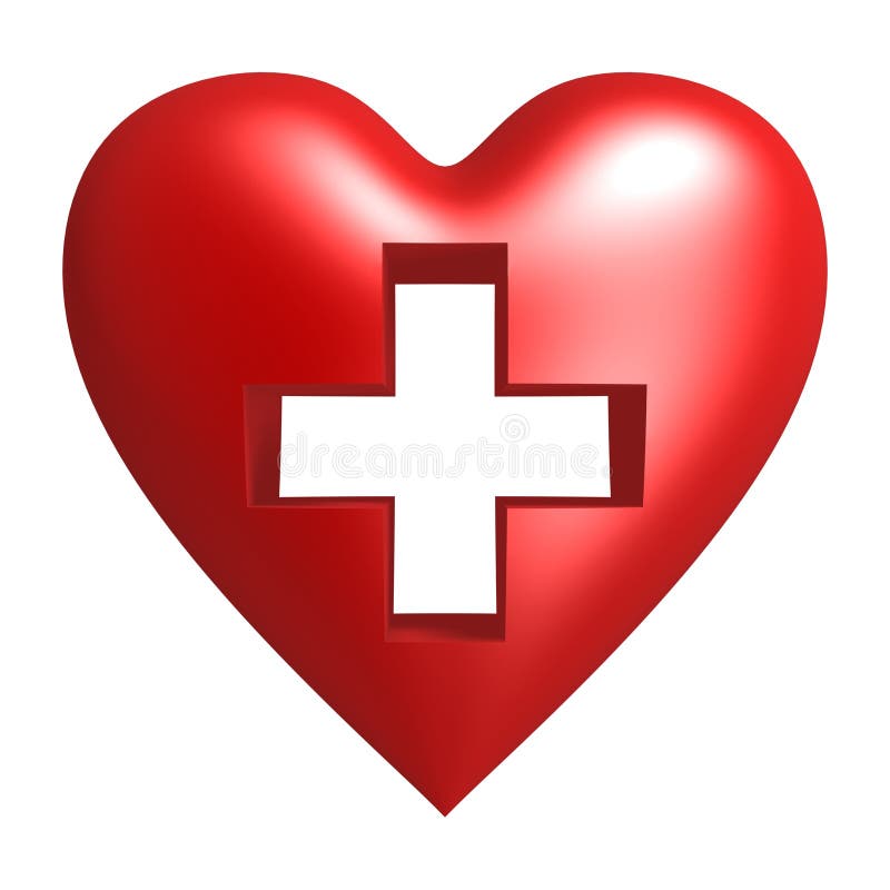 Cruz no coração vermelho ilustração stock. Ilustração de furo - 6213849