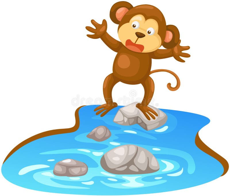 Mono en la selva ilustración del vector. Ilustración de blanco - 35470426