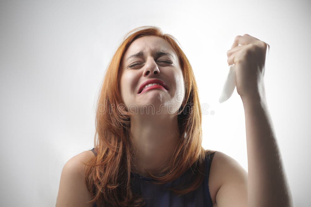 Cry stock photo. Image of expression, handkerchief, redhead - 17873550