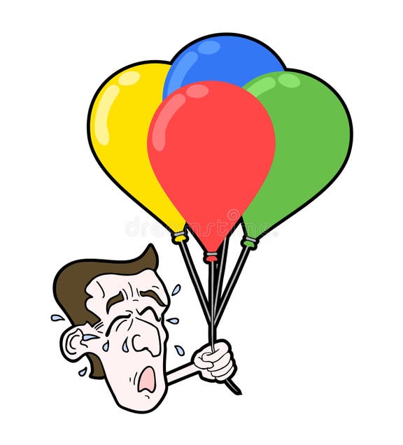 Cry face with balloons stock vector. Illustration of anniversary - 89783396