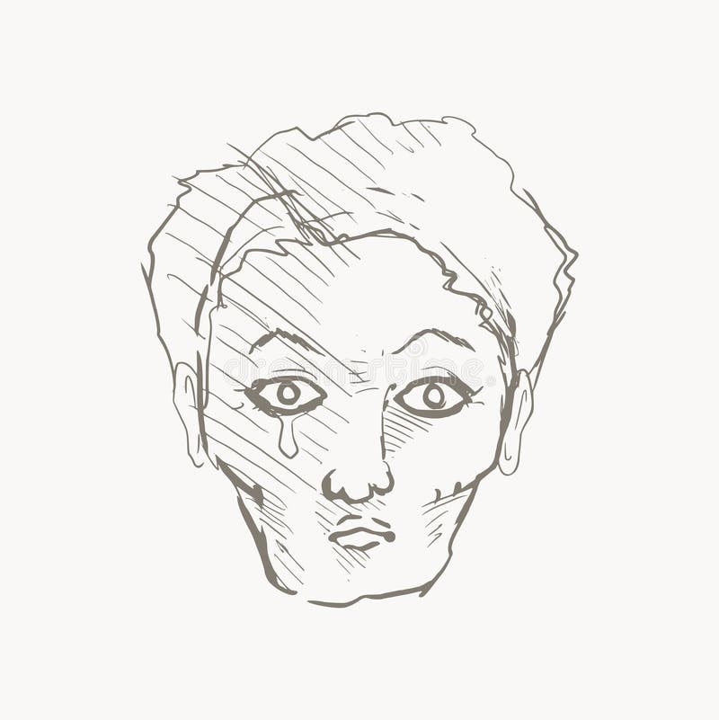 Cry face draw stock vector. Illustration of sadness - 349985052