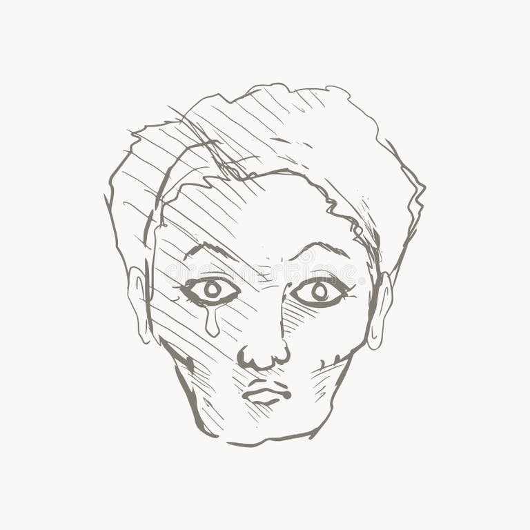 Cry face draw stock vector. Illustration of sadness - 349985052