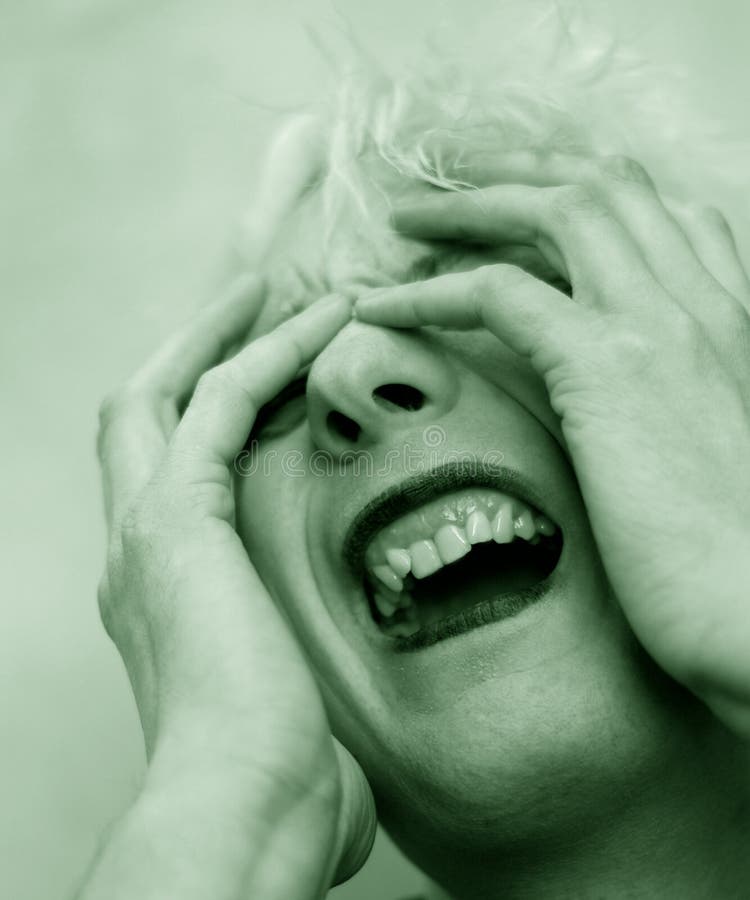 Cry of fear stock image. Image of fear, blond, green, person - 259805