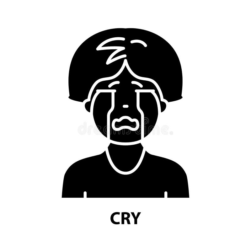 Cry Icon, Black Vector Sign with Editable Strokes, Concept Illustration ...