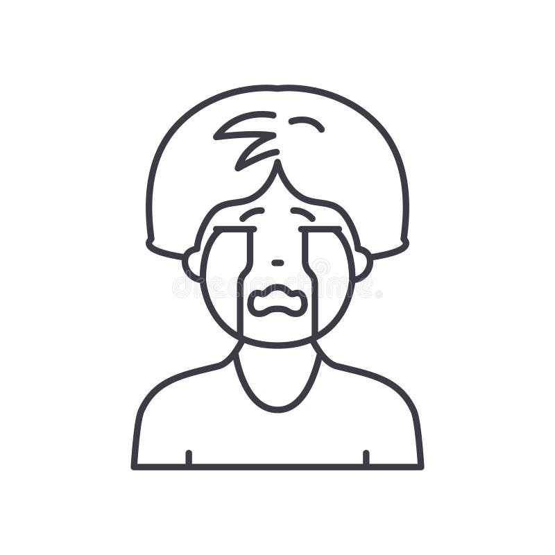 Cry Icon, Linear Isolated Illustration, Thin Line Vector, Web Design ...
