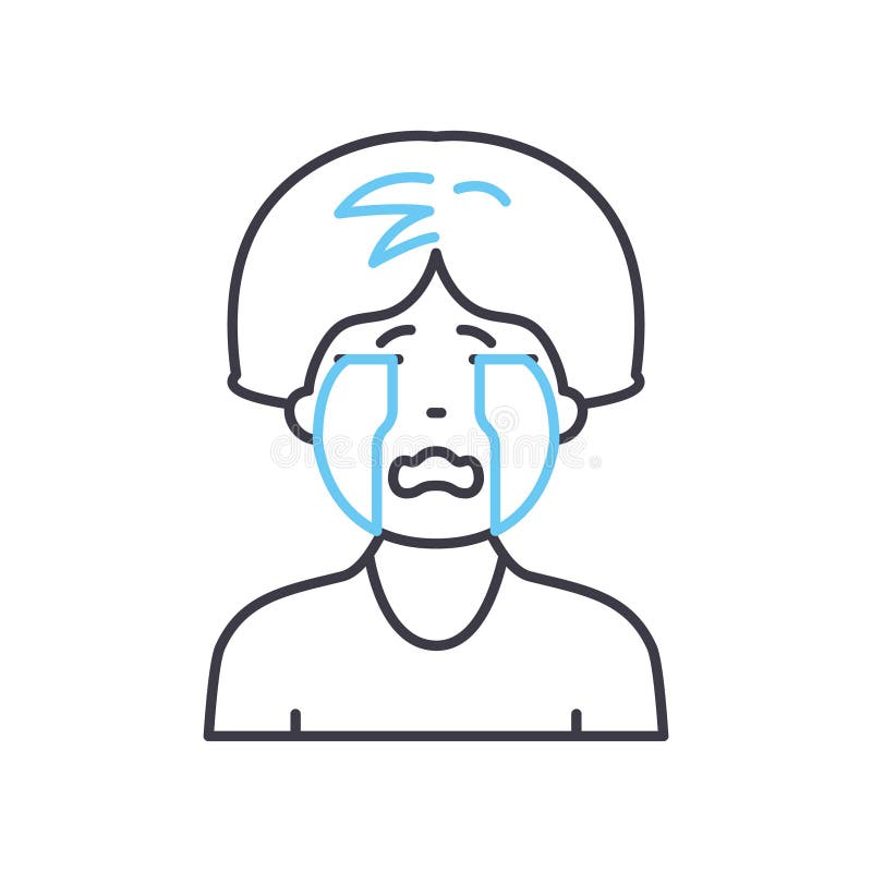 Cry Line Icon, Outline Symbol, Vector Illustration, Concept Sign Stock ...