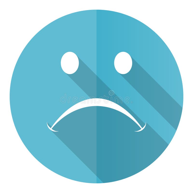 Cry Vector Icon, Flat Design Blue Round Web Button Isolated on White ...