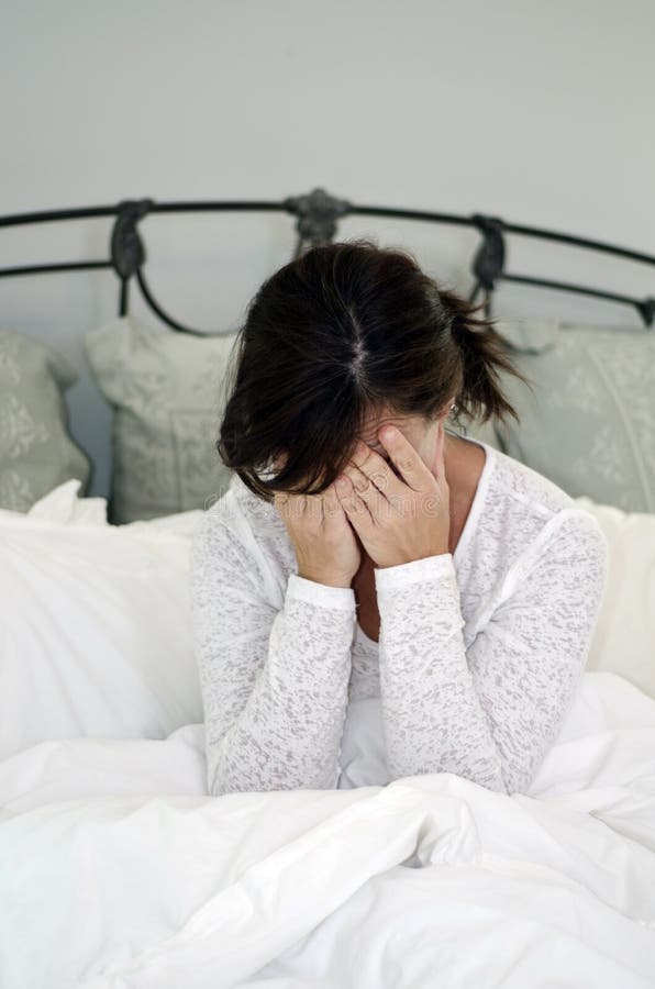 Crying stock photo. Image of female, pillow, negative - 26160322