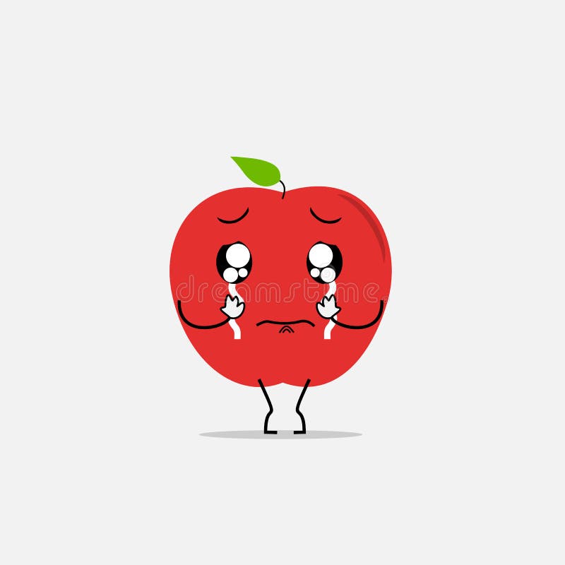 Crying Apple Simple Clean Cartoon Illustration Stock Vector ...
